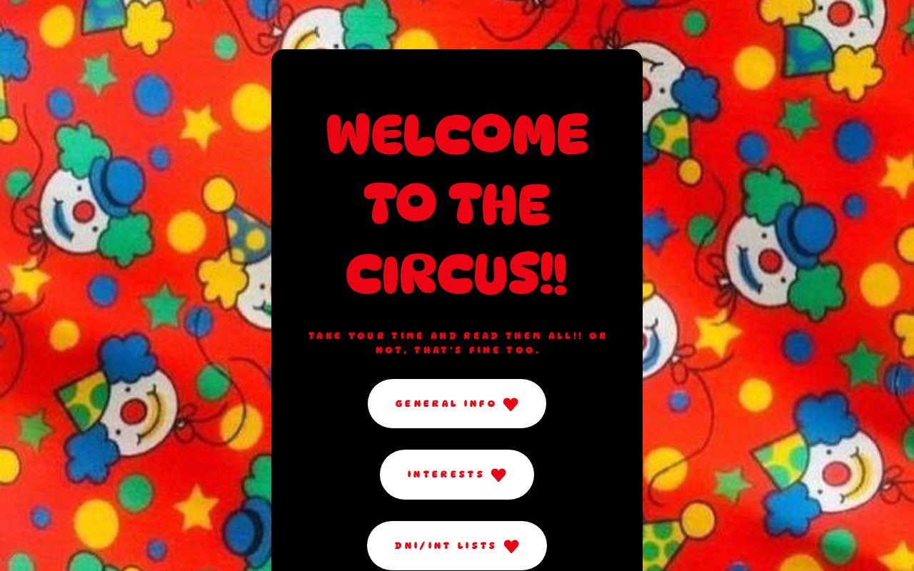 WELCOME TO THE CIRCUS!! / My Info :o)